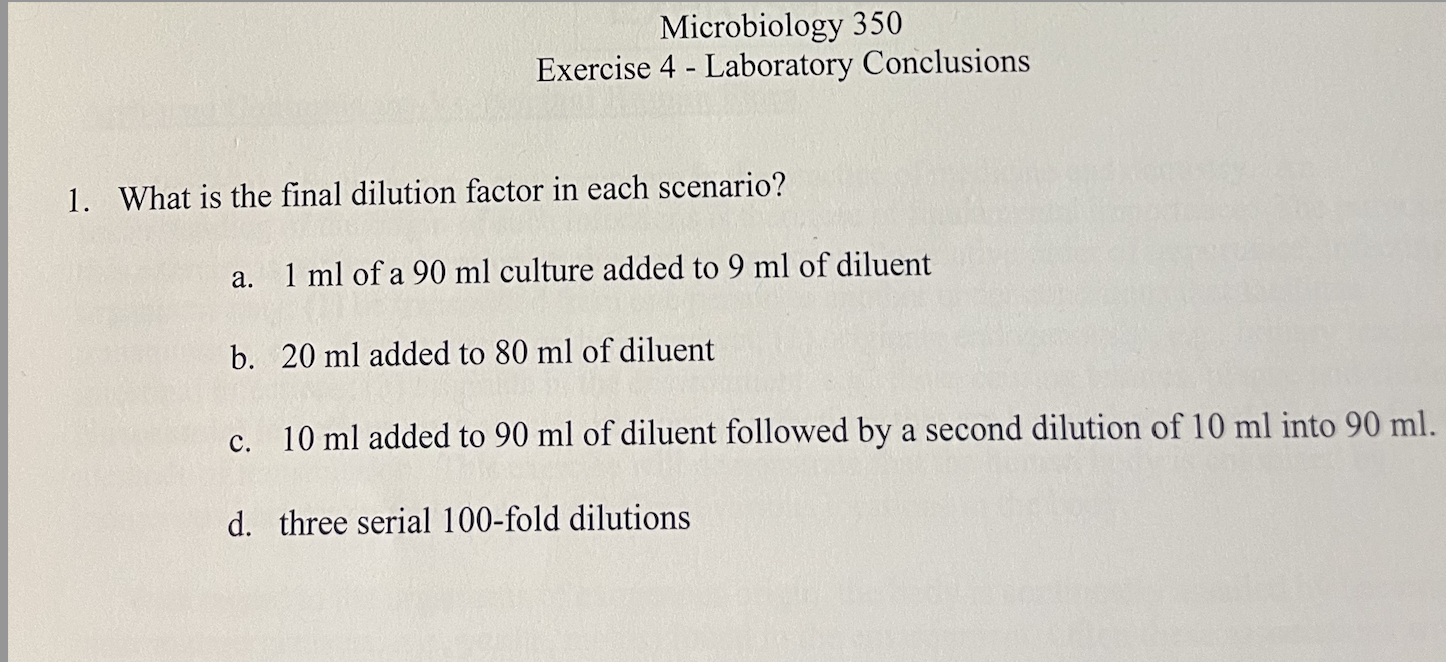 Solved Microbiology 350Exercise 4 - ﻿Laboratory | Chegg.com