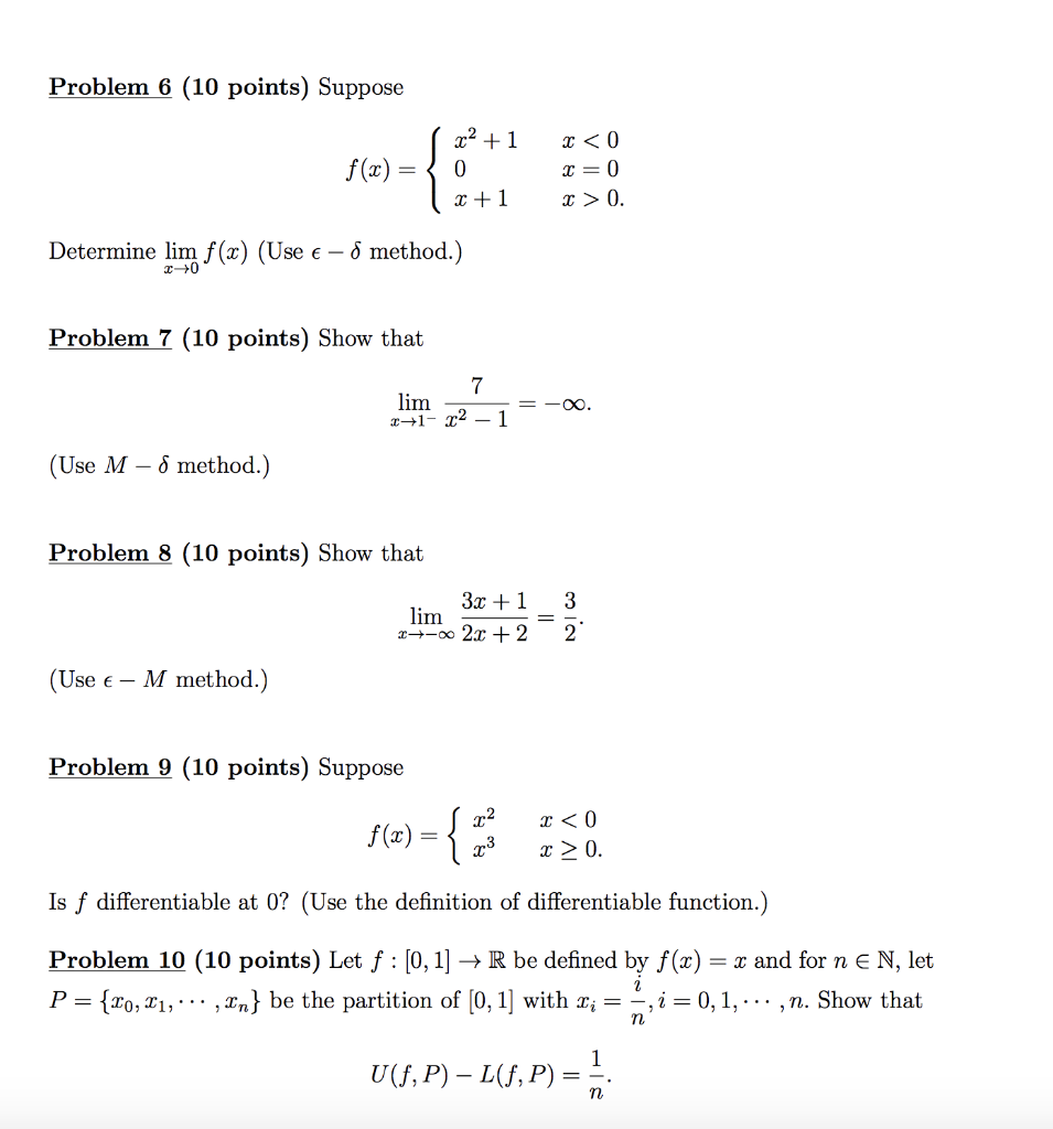 Solved Problem 6 (10 points) Suppose f(x) = = x2 +1 0 +1
