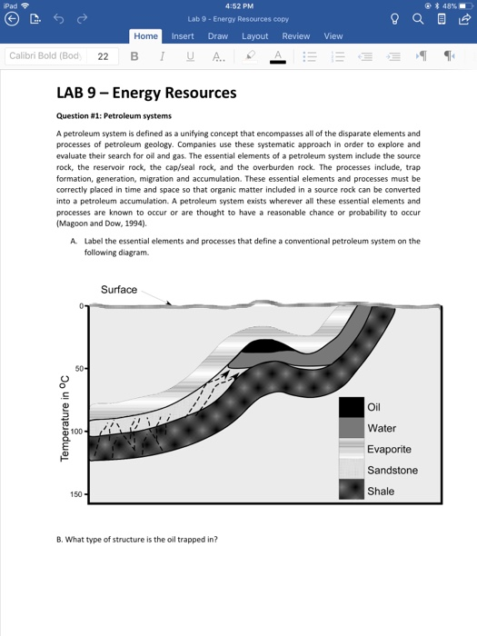 Solved Pad 4:52 PM * 48%-. Lab 9 - Energy Resources copy | Chegg.com