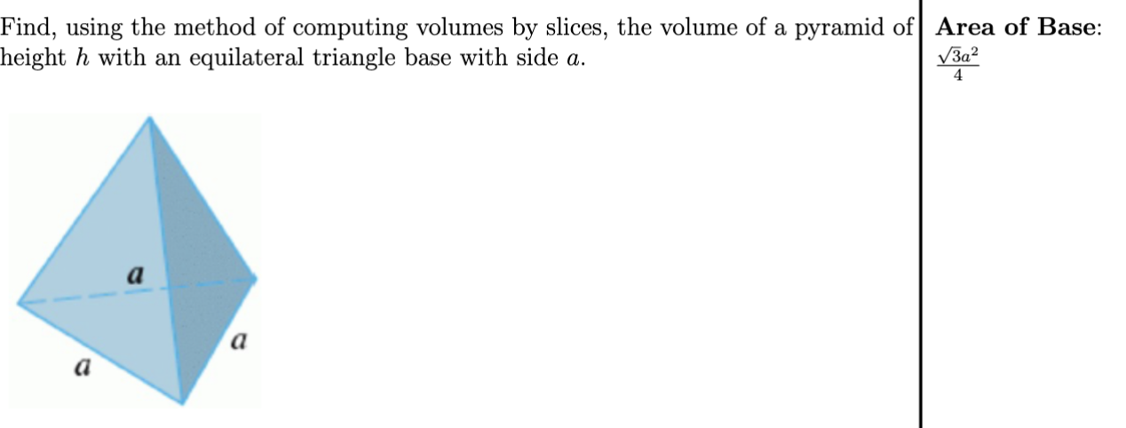 Solved Find, using the method of computing volumes by | Chegg.com