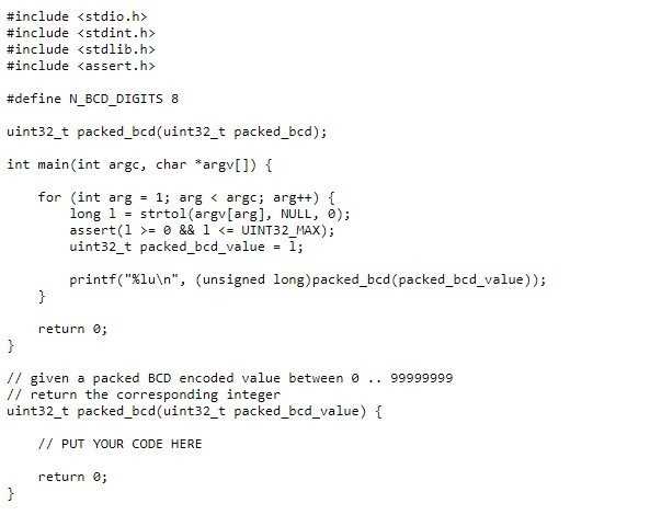 Solved EXERCISE INDIVIDUAL: Convert an 8 digit Packed BCD | Chegg.com