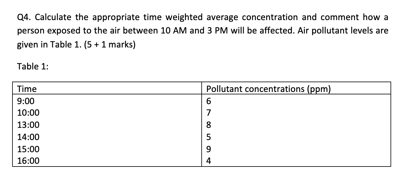 Solved Q4. Calculate the appropriate time weighted average | Chegg.com