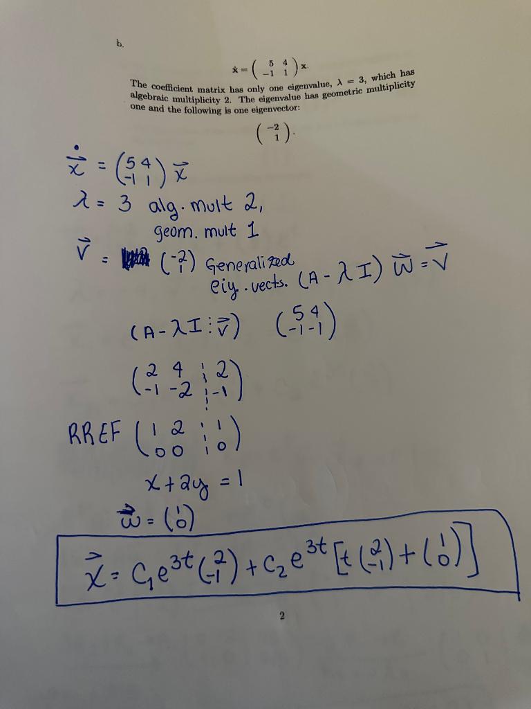 Solved b. x˙=(9−441)x The coefficient matrix has only one | Chegg.com