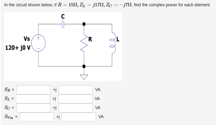 Solved In the circuit shown below, if R=15 ohm, ZL= j17 ohm, | Chegg.com