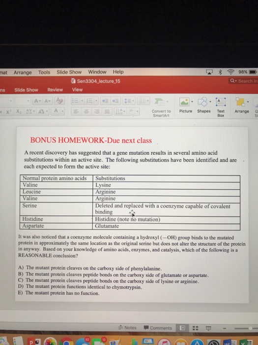 Solved mat Arrange Tools Slide Show Window Help | Chegg.com
