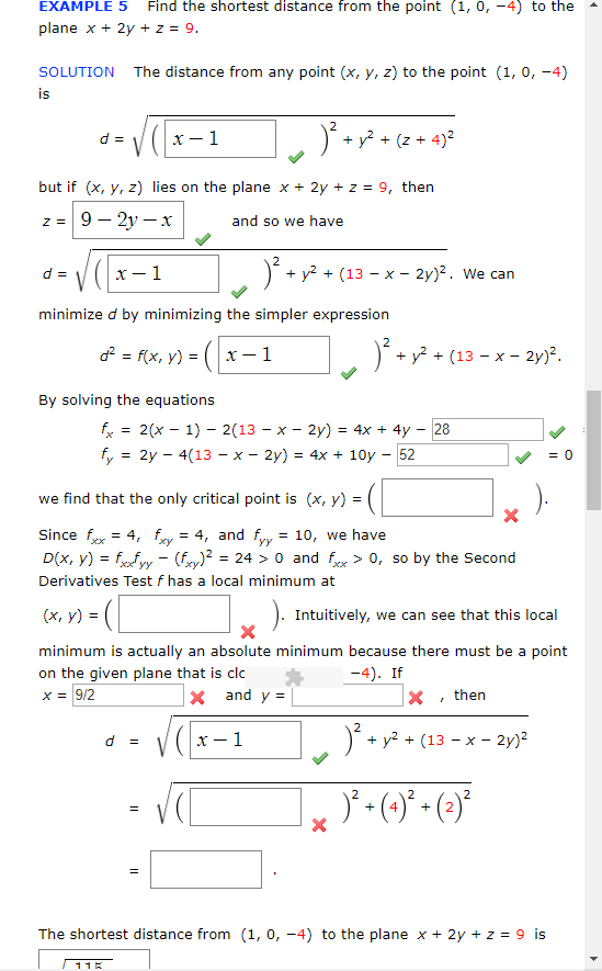 Solved EXAMPLE 5 Find the shortest distance from the point | Chegg.com