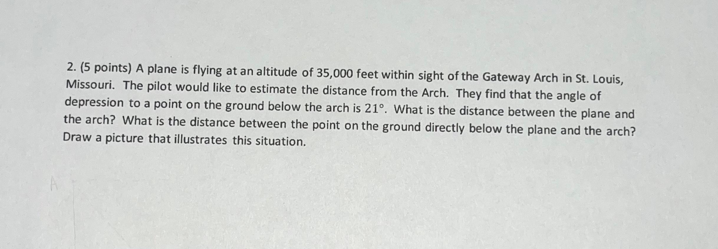 Solved 2. (5 points) A plane is flying at an altitude of | Chegg.com
