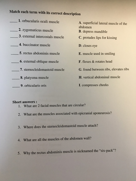 Solved Match each term with its correct description 1. | Chegg.com