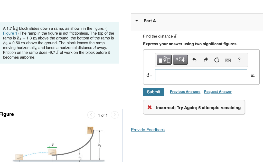 Solved A 1.7 kg block slides down a ramp, as shown in the | Chegg.com