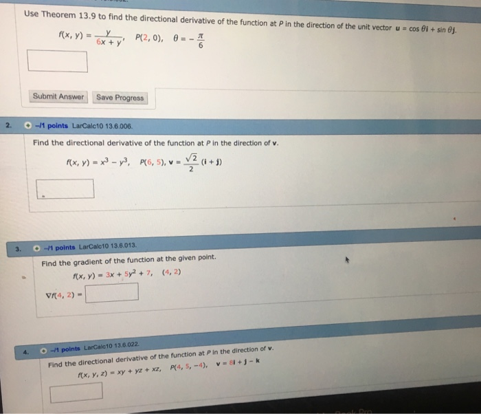 Solved use Theorem 13.9 to find the directional derivative | Chegg.com