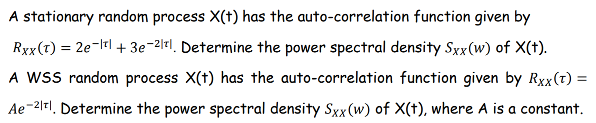 Solved A stationary random process X(t) has the | Chegg.com
