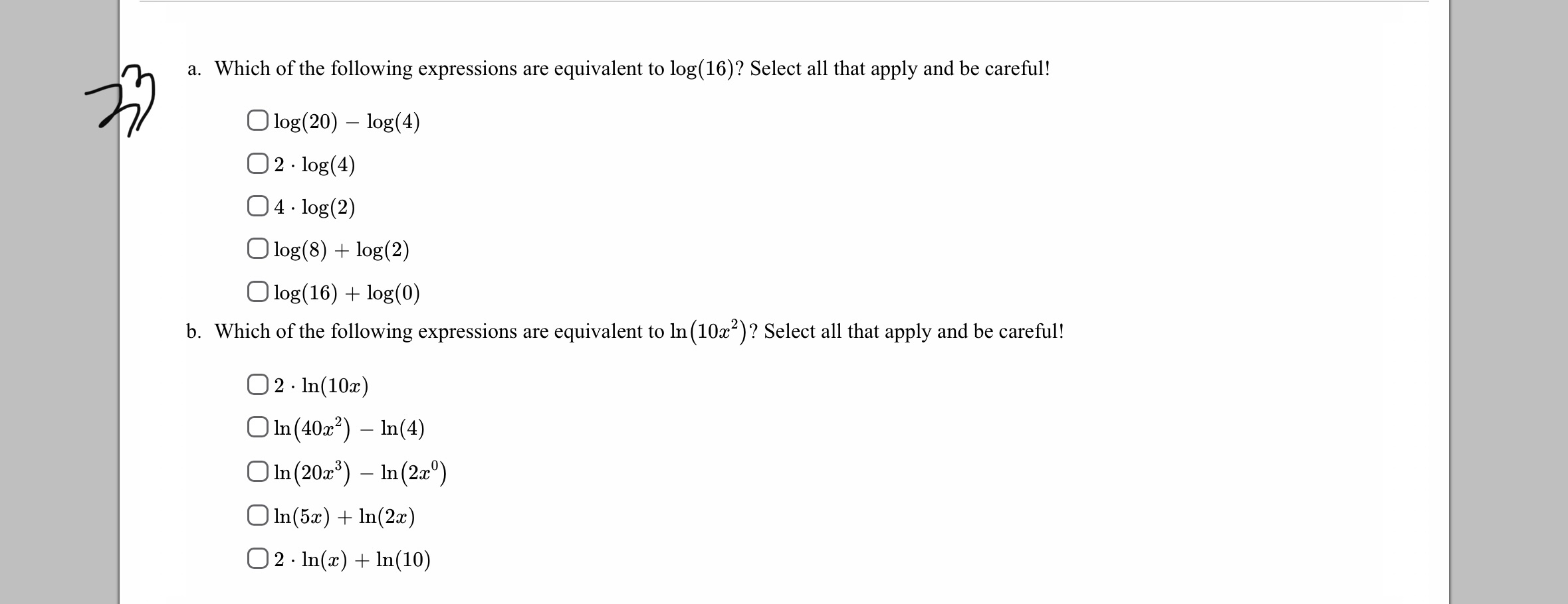 Solved a. Which of the following expressions are equivalent | Chegg.com