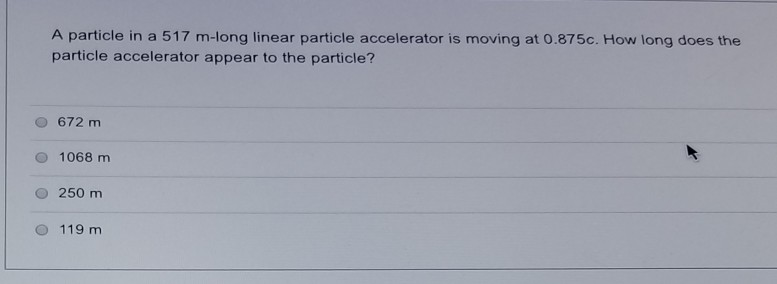 Solved A particle in a 517 m-long linear particle | Chegg.com