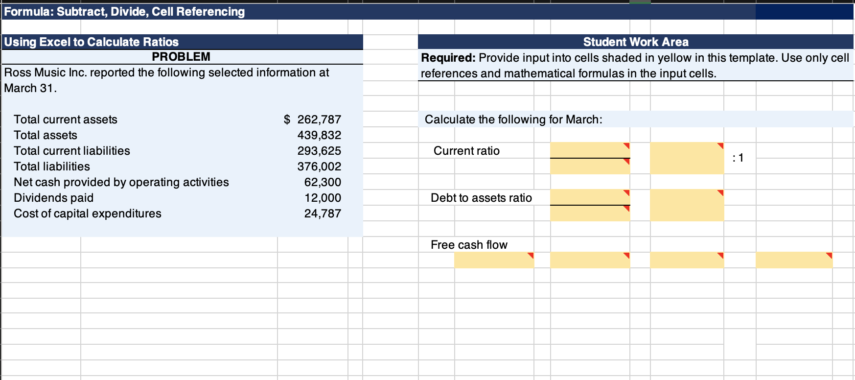 Solved Formula Subtract Divide Cell Referencing