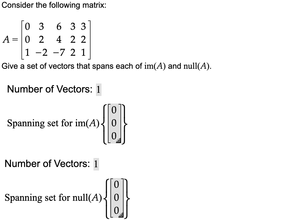 Solved Consider the following matrix: | Chegg.com