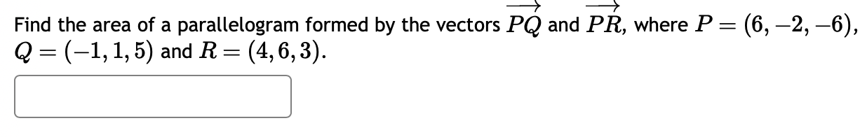 Solved Find the area of a parallelogram formed by the | Chegg.com