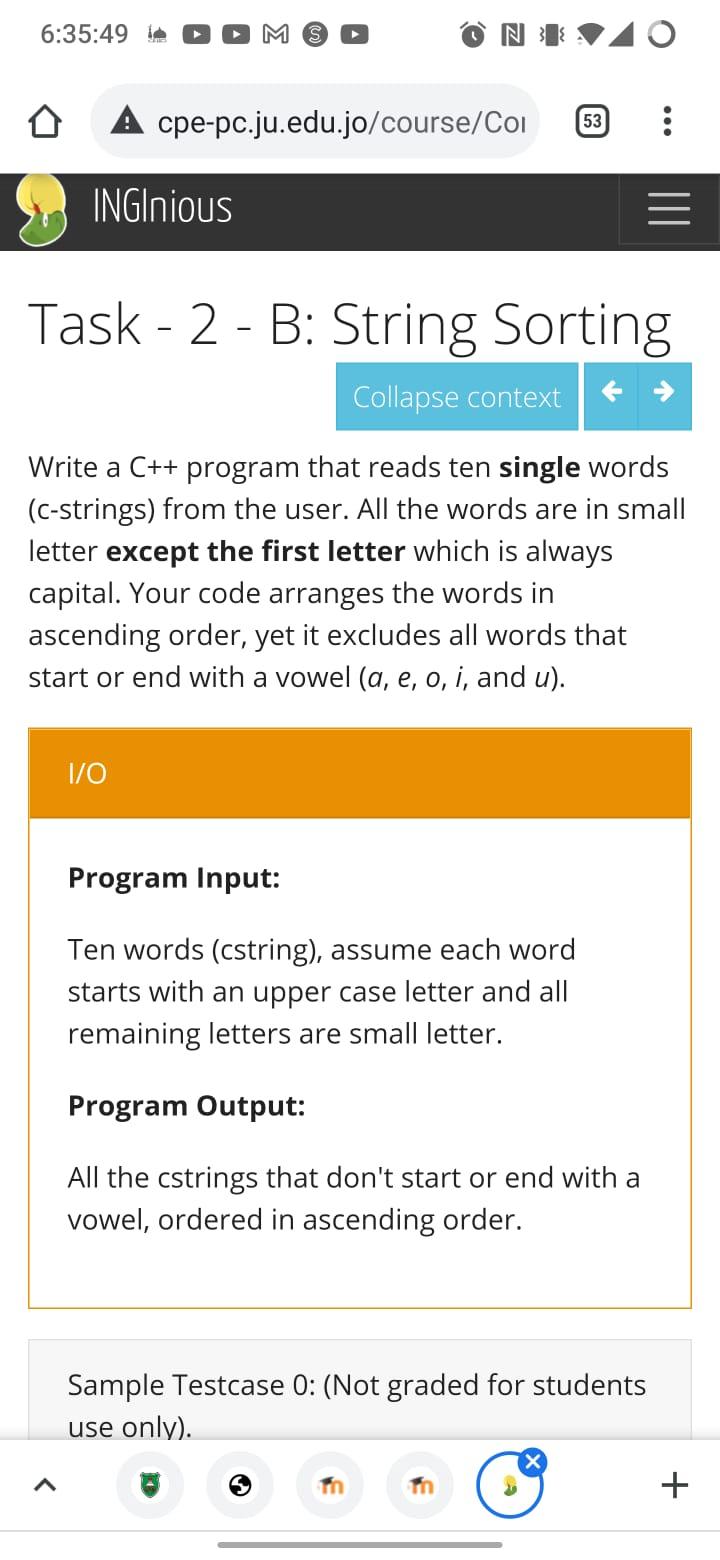 Solved 6:35:49 ONEA A cpe-pc.ju.edu.jo/course/Coi 53 | Chegg.com