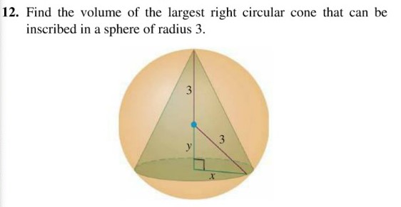 Solved 12. Find the volume of the largest right circular | Chegg.com
