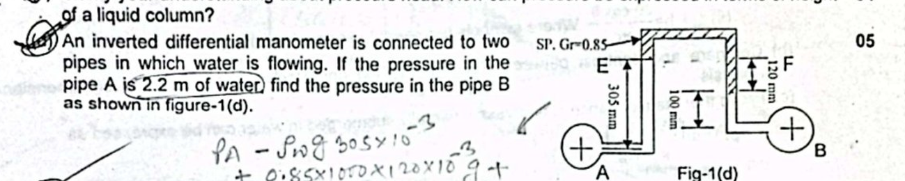 Solved of ﻿a liquid column?(610) An ﻿inverted differential | Chegg.com
