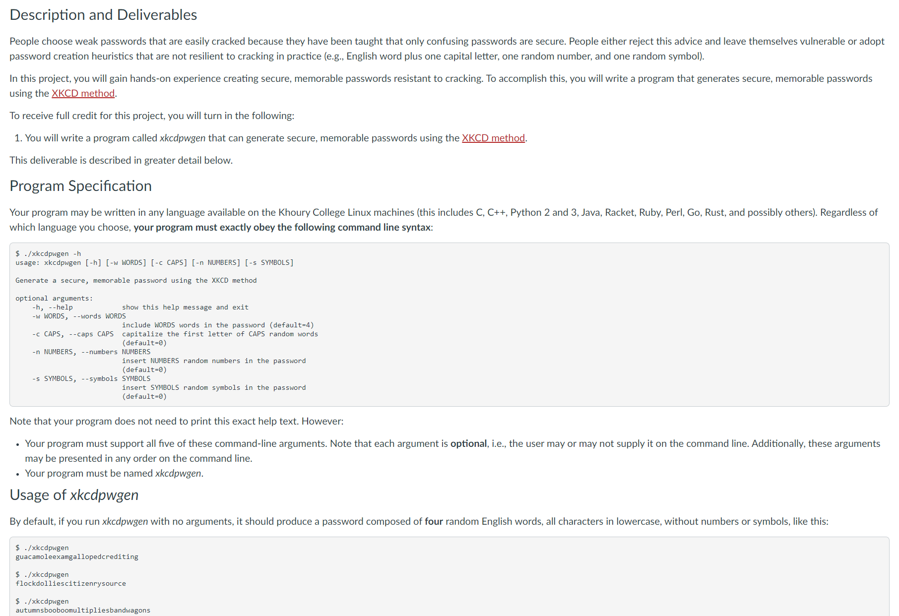 Solved Description and Deliverables password creation | Chegg.com