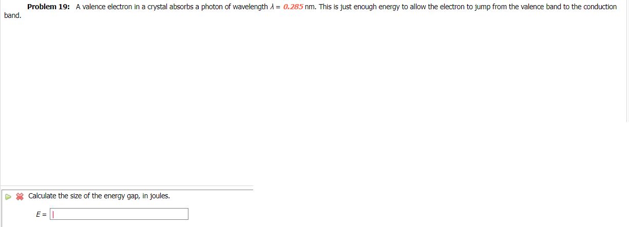 Solved band. & Calculate the size of the energy gap, in | Chegg.com