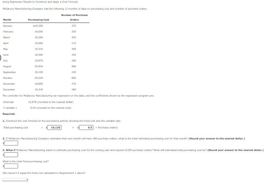 Solved Using Regression Results to Construct and Apply a | Chegg.com