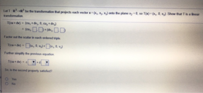 Solved Let T: R3-R3 be the transformation that projects each | Chegg.com