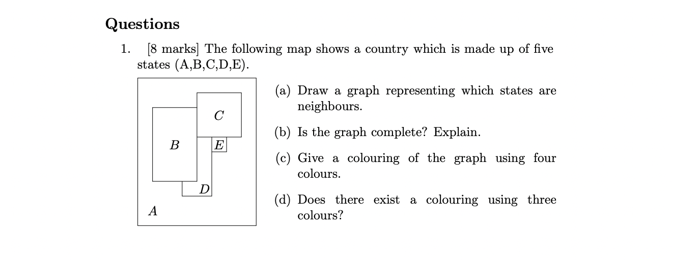 Solved Questions 1. [8 marks] The following map shows a | Chegg.com