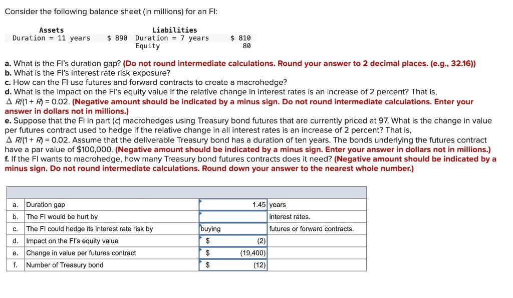 Solved Consider the following balance sheet (in millions) | Chegg.com