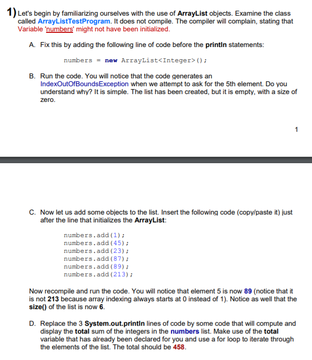 Solved Let's begin by familiarizing ourselves with the use | Chegg.com