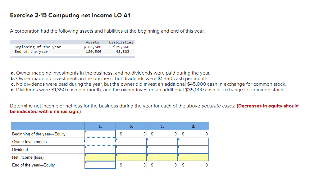 Solved Exercise 2-15 Computing net income LO A1 A | Chegg.com