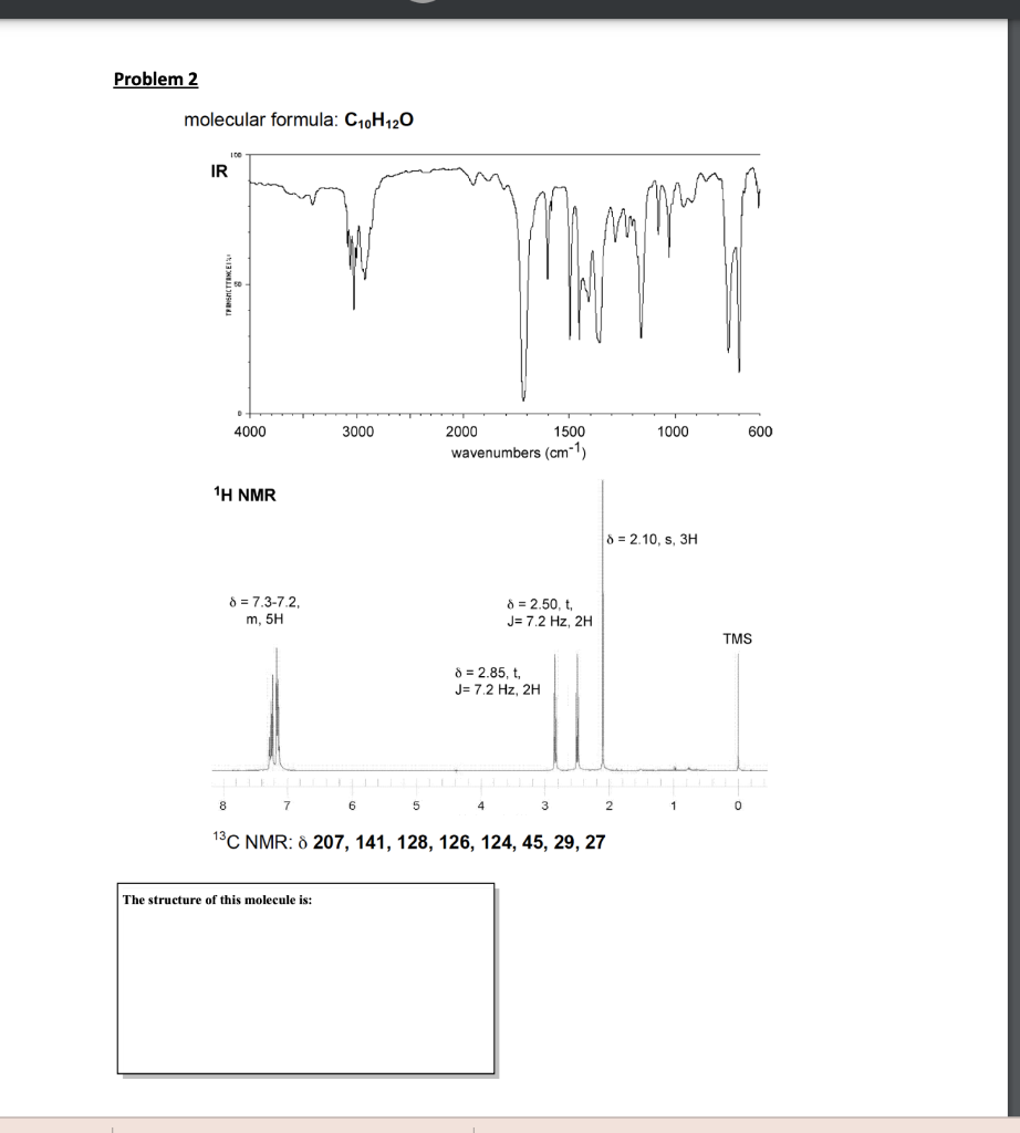 Solved Problem 2 molecular formula: C10H120 100 IR Mamy mo | Chegg.com