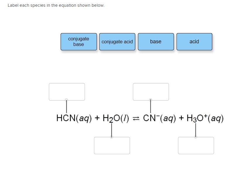 Solved Label each species in the equation shown below. | Chegg.com