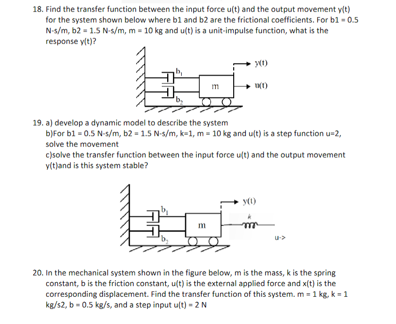 Solved 18. Find the transfer function between the input | Chegg.com