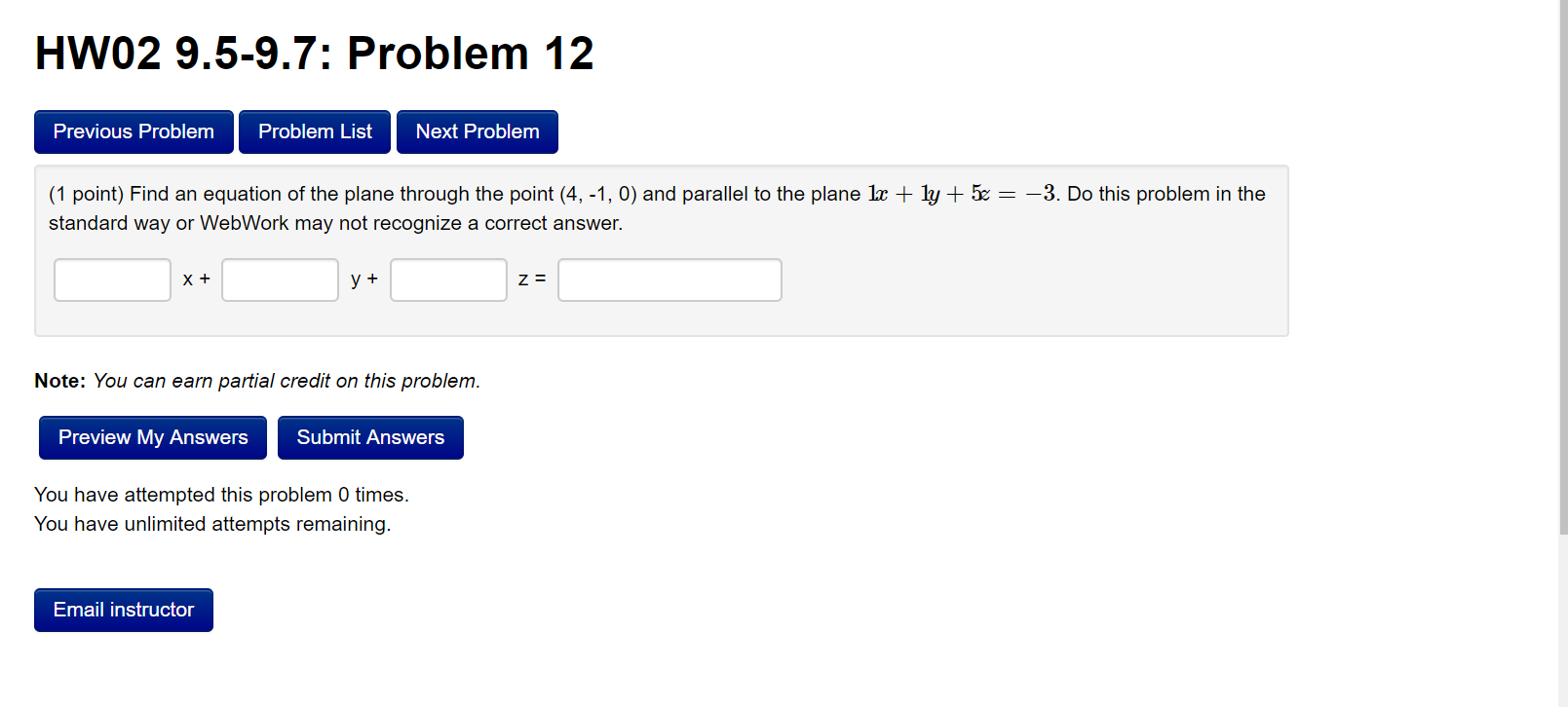 Solved HW02 9.5-9.7: Problem 12 Previous Problem Problem | Chegg.com