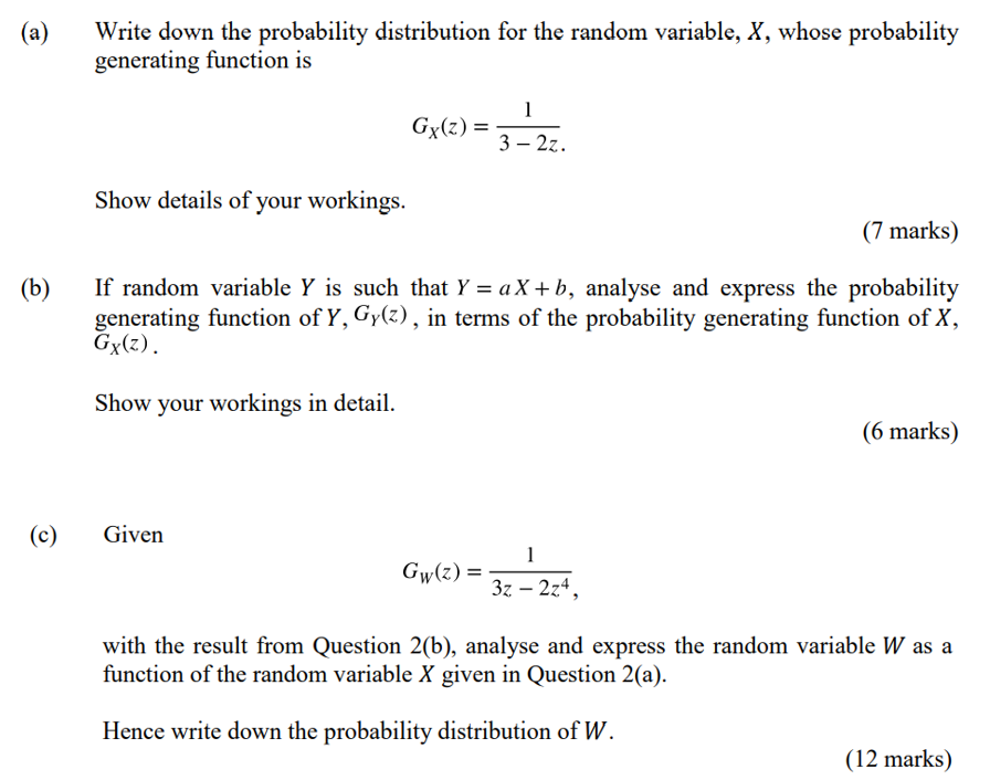 Solved (a) Write down the probability distribution for the | Chegg.com