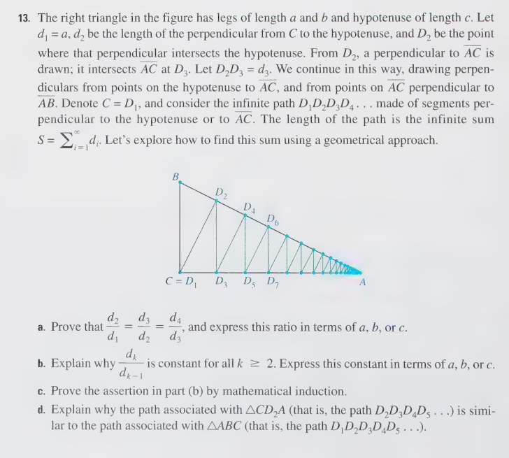 Solved 13. The right triangle in the figure has legs of | Chegg.com