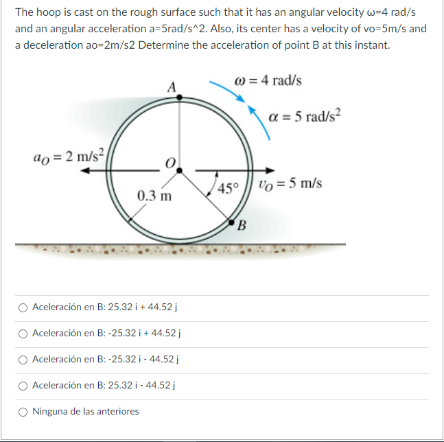 Solved The hoop is cast on the rough surface such | Chegg.com