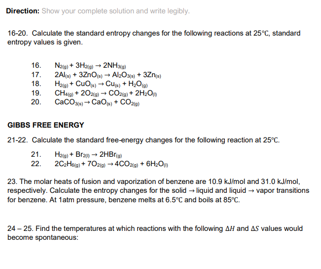 Solved Direction: Show your complete solution and write | Chegg.com