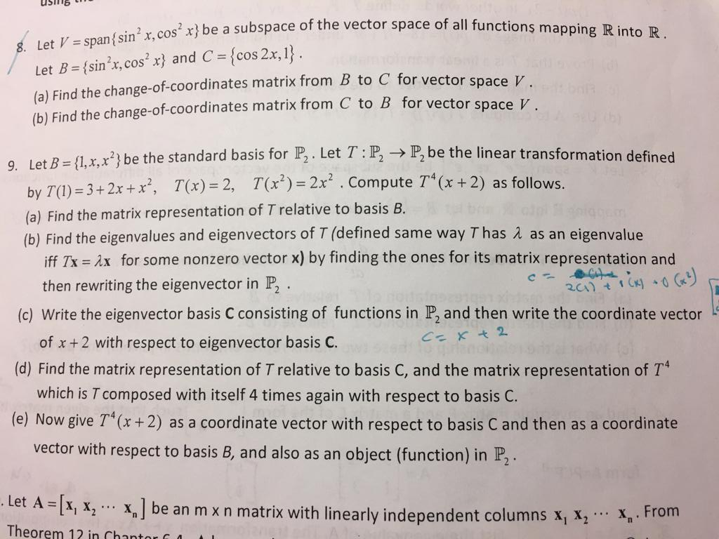 Solved sin' x, cos' x] be a subspace of the vector space of | Chegg.com
