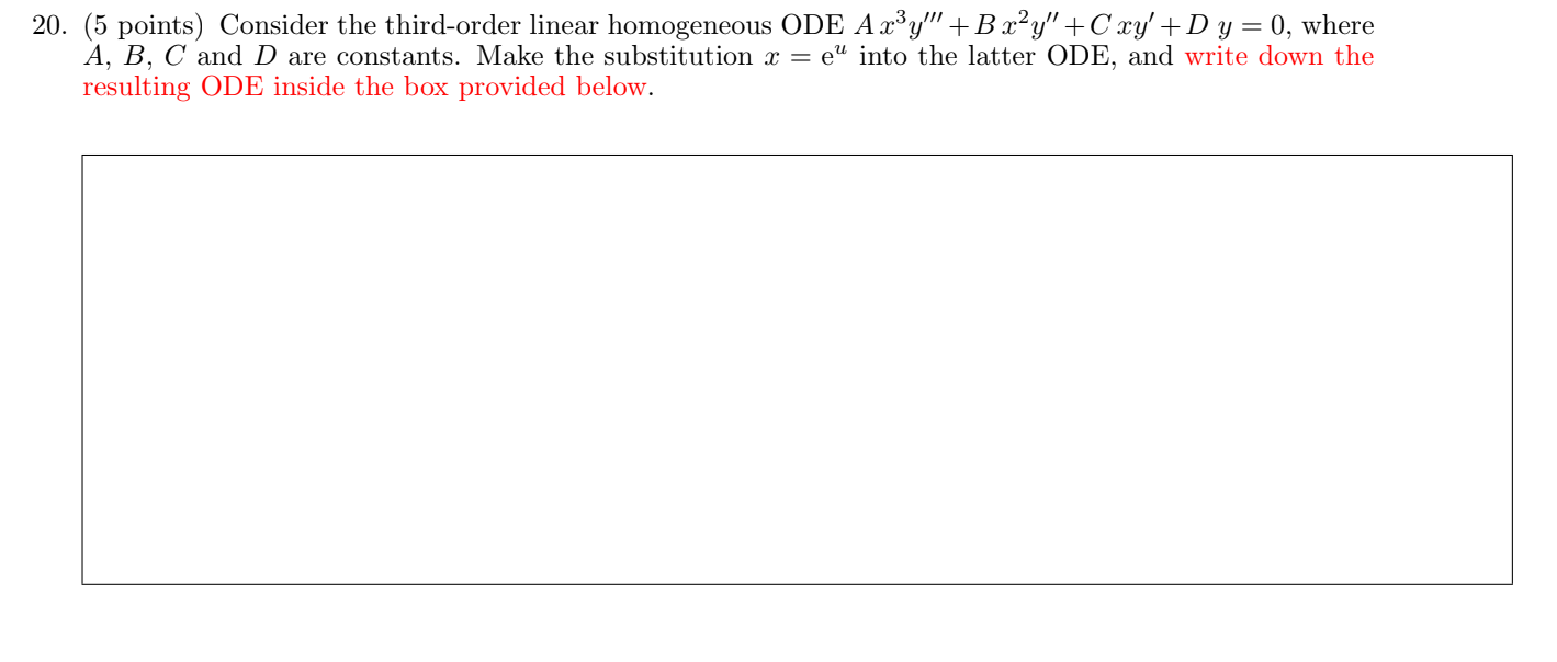 Solved 20. (5 points) Consider the third-order linear | Chegg.com