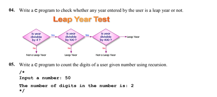 Solved 04. Write a C program to check whether any year | Chegg.com