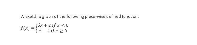 Solved 7. Sketch a graph of the following piece-wise defined | Chegg.com