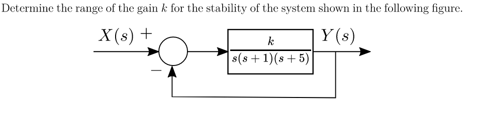Solved Determine the range of the gain k for the stability | Chegg.com