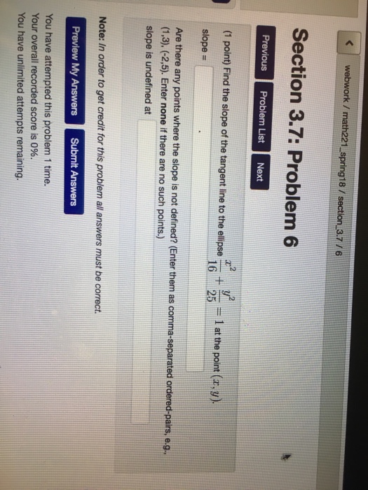 Solved webwork / math221 spring18 /section 3.7 /6 Section | Chegg.com