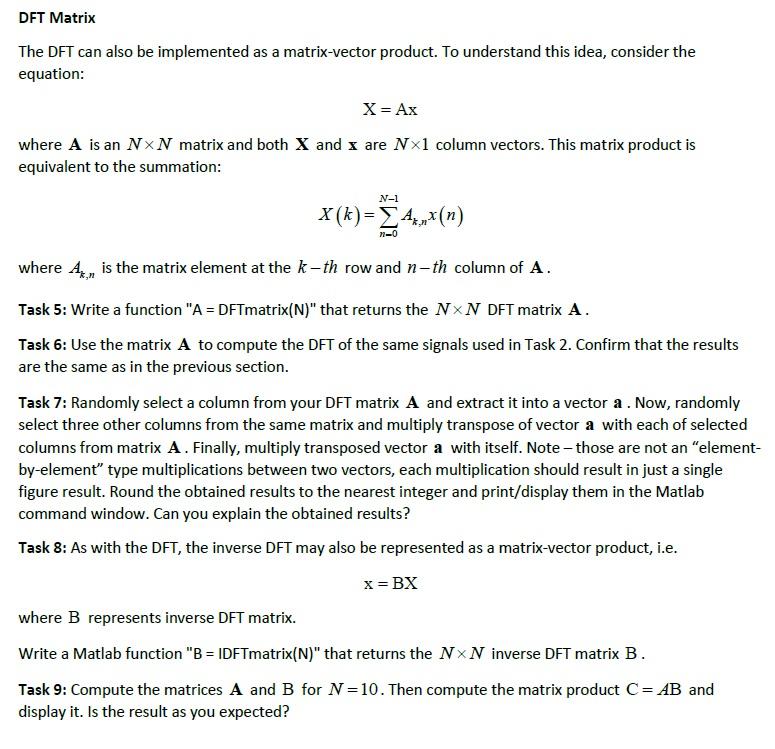 Solved Dft Function Straightforward Implementation And
