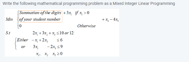 Write the following mathematical programming problem | Chegg.com