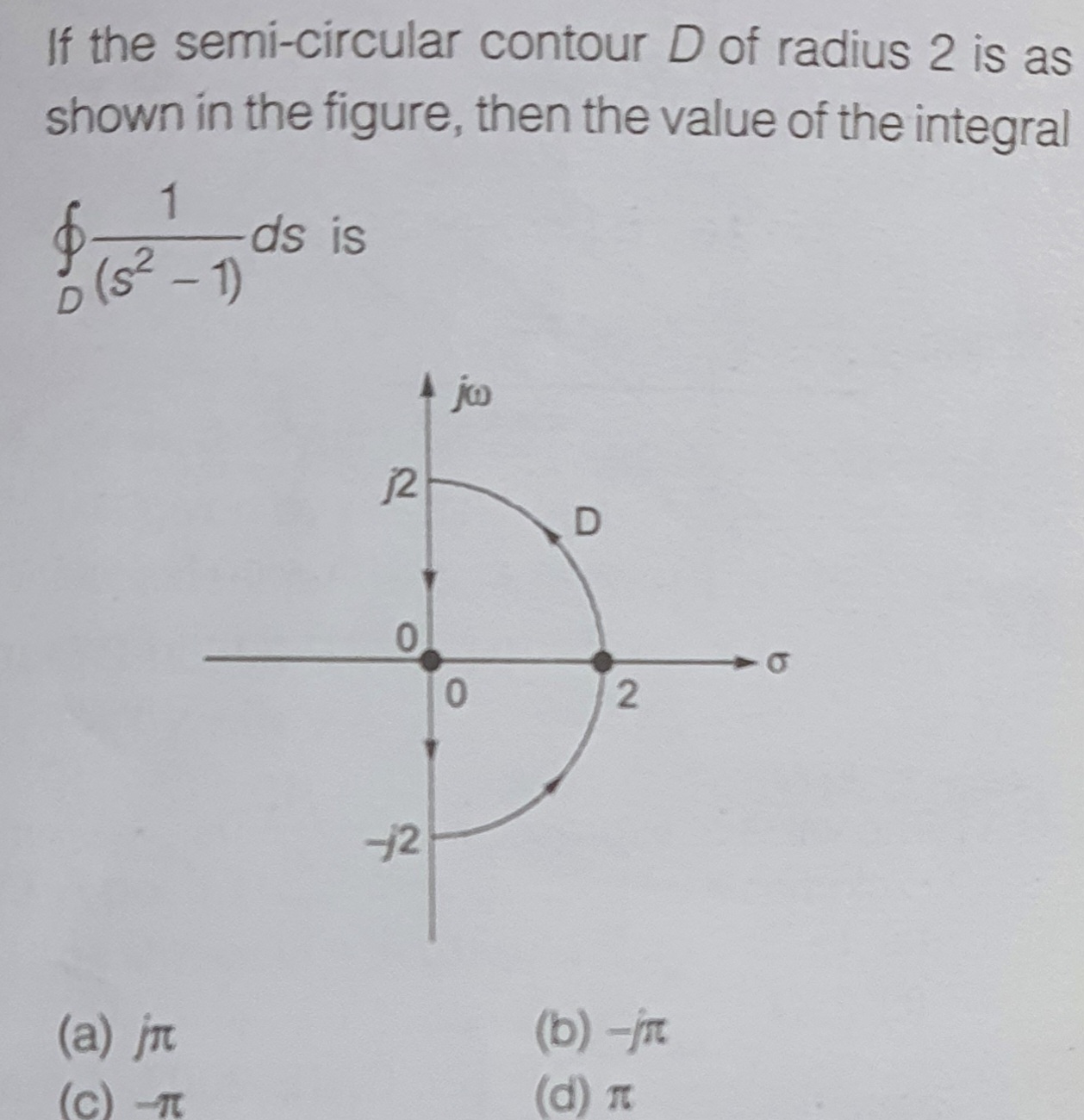 Solved If the semi-circular contour D of radius 2 is as | Chegg.com