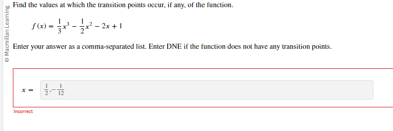 Solved Find the values at which the transition points occur, | Chegg.com