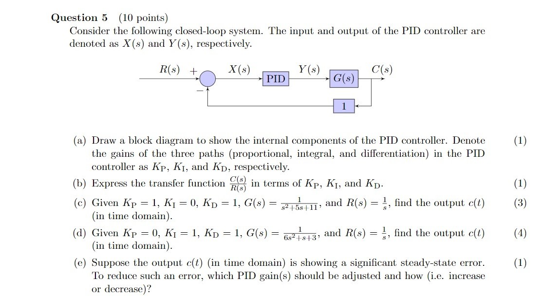 Question 5 (10 points) Consider the following | Chegg.com
